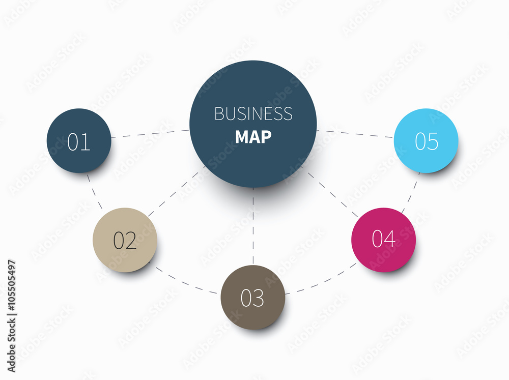infographics mind map template / vector business map with half circle ...