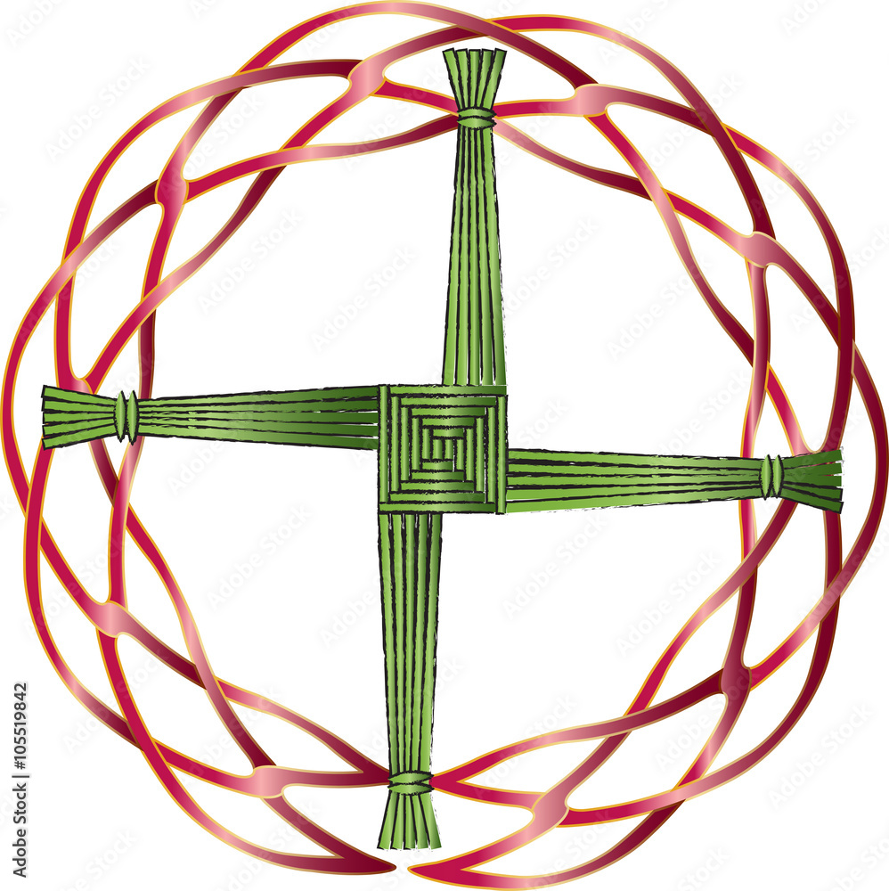 rish celtic knot ornament with the cross of St Brigid, believed to ...