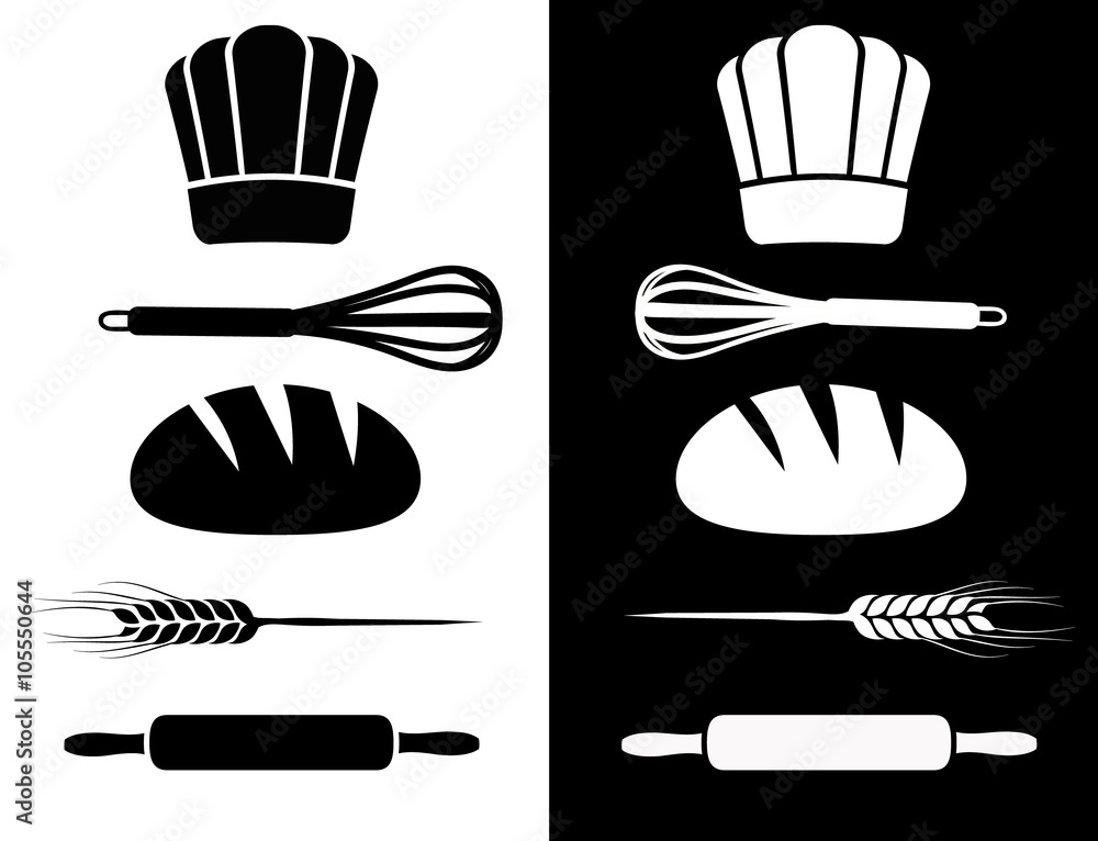 Stock-Vektorgrafik „Symbole kochen backen“ | Adobe Stock