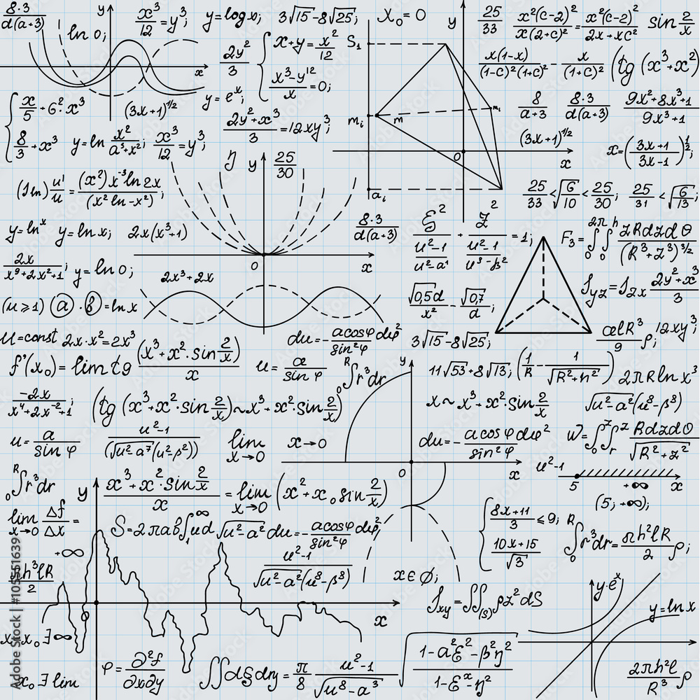 Scientific vector endless texture with mathematical handwritten ...