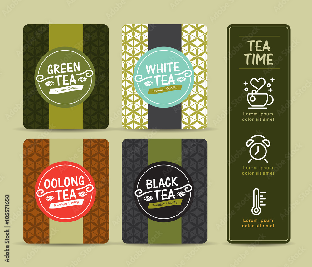 Vector set of templates packaging tea, logo, label, banner, poster ...