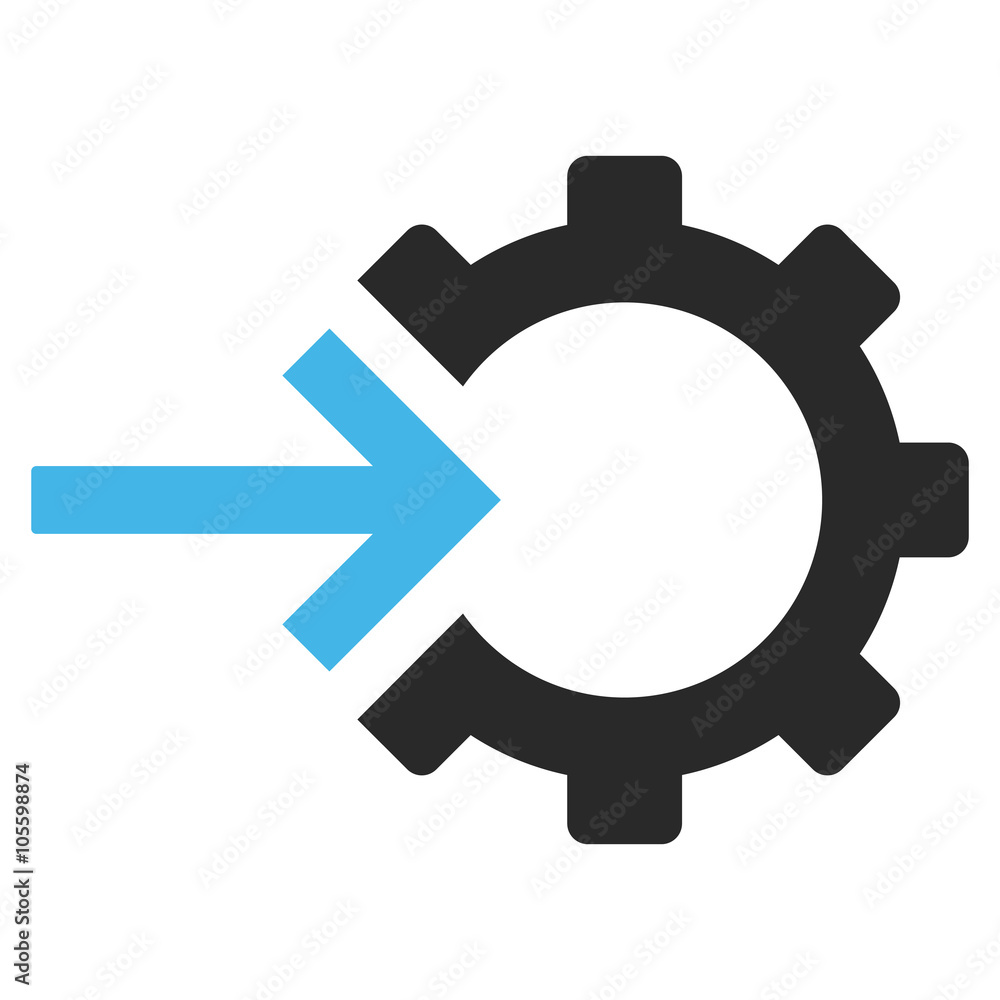 Cog Integration vector icon. Picture style is bicolor flat cog ...