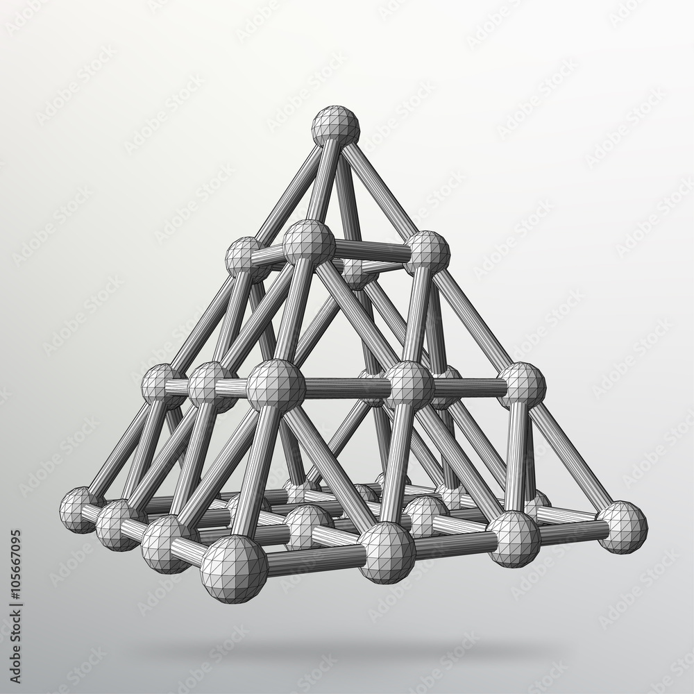 Abstract Creative concept vector background of geometric shapes - pyramid. Scope of lines and ...