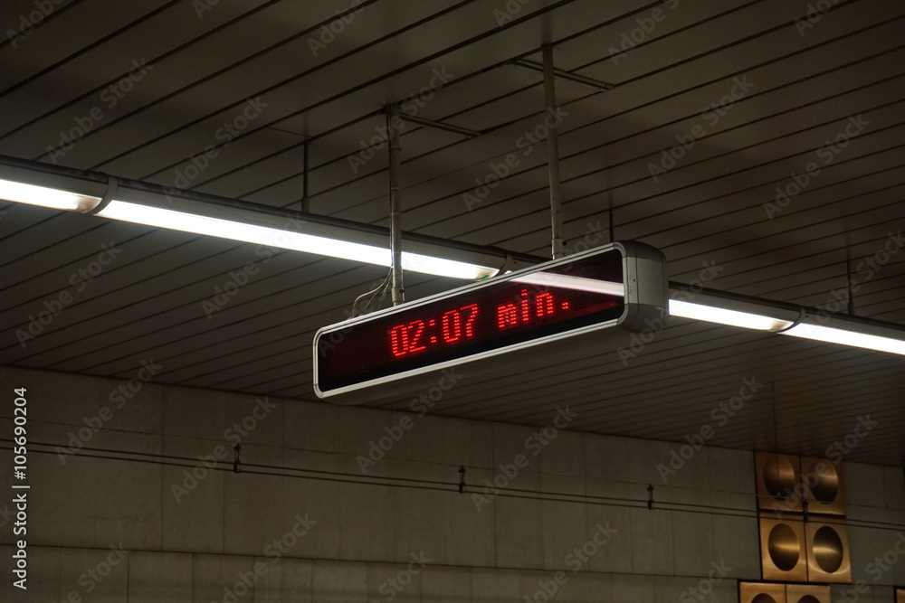 Electronic signboard in the public transport displaying the number of ...