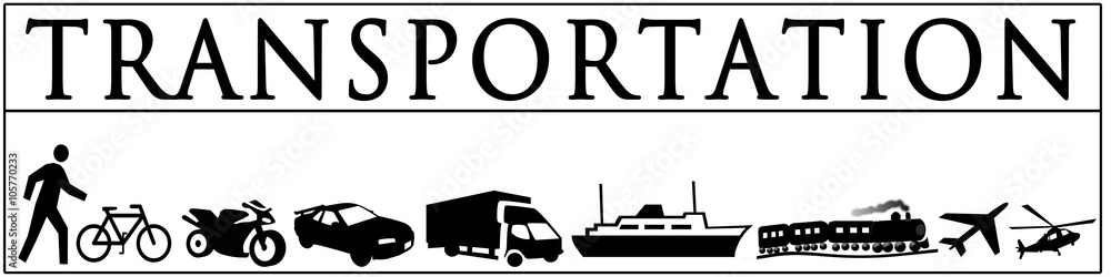 Graphic illustration banner of different types of transportation in ...