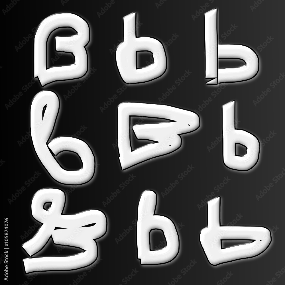 Letra b mayúscula y minúscula sobre fondo negro. Stock Vector | Adobe Stock