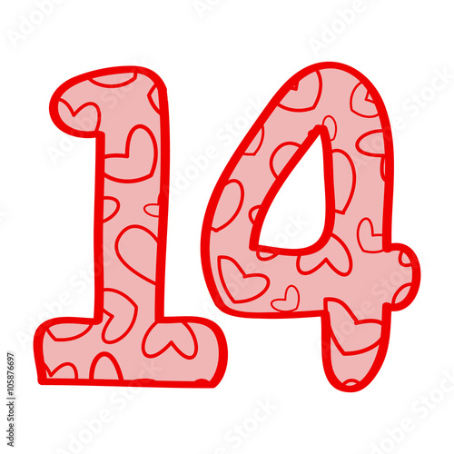 The number 14 of hearts Stock-Vektorgrafik | Adobe Stock