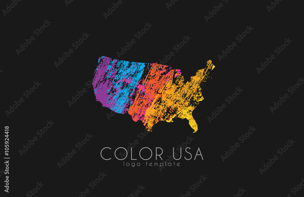 USA logo. Color map of USA. America logo design. Stock Vector | Adobe Stock