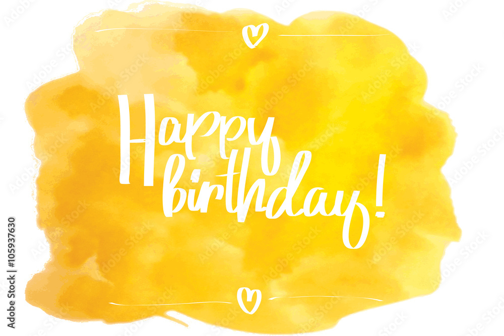 Happy Birthday Script yellow. Stock Vector | Adobe Stock