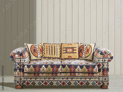 Native American Ethnic Sofa in Rustic room Set Stock Photo | Adobe Stock