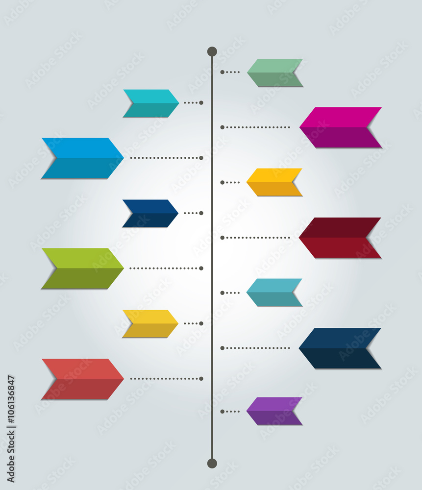 Timeline report template. Color shadow scheme, diagram. Vertical design ...