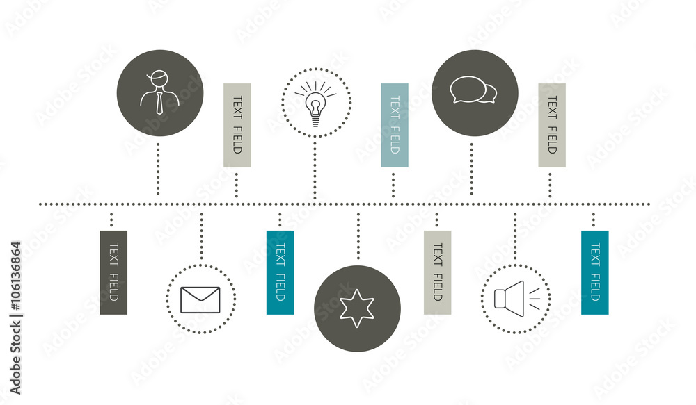Timeline report template. Color shadow scheme, diagram. Horizontal ...