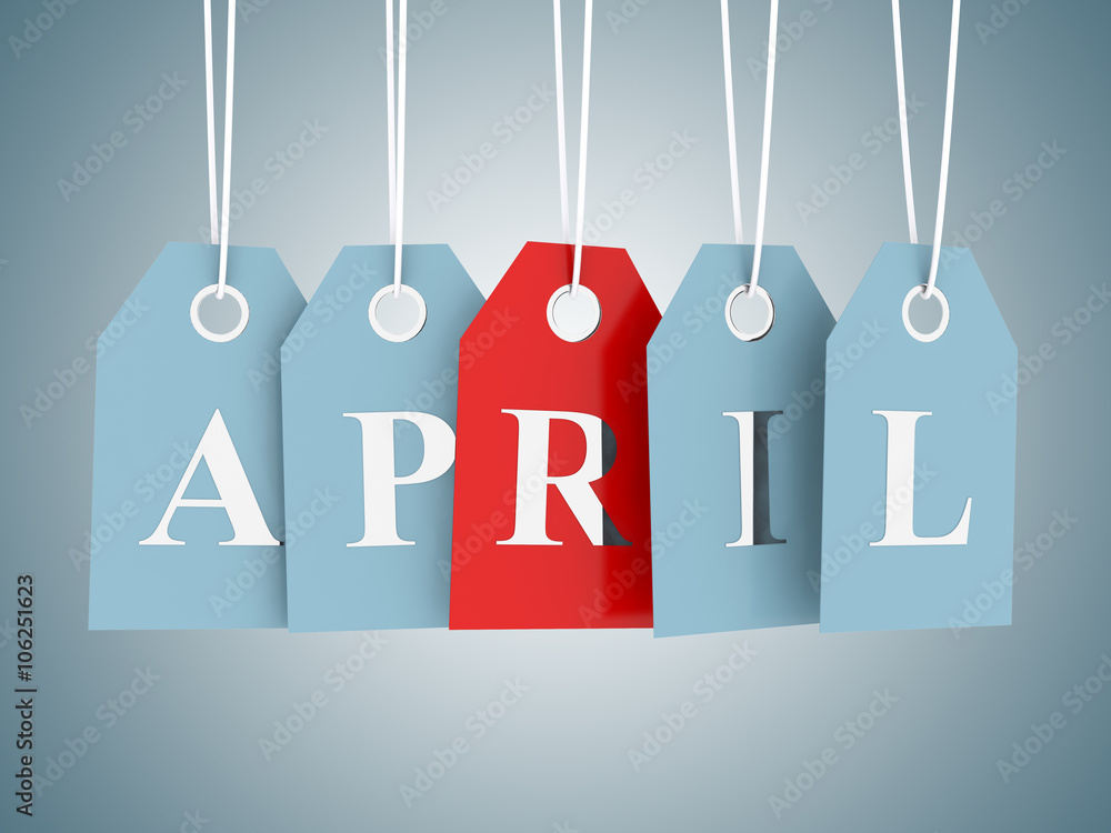 April tag on hanging labels Stock Illustration | Adobe Stock