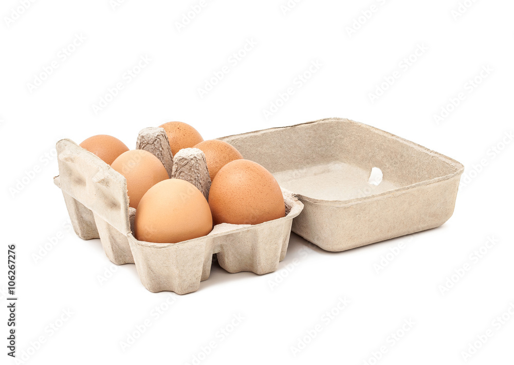 egg in packaging paper mould box isolated on white background Stock ...