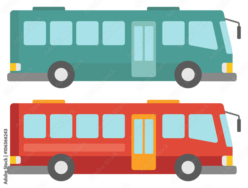 Side view of two city buses. Stock Vector | Adobe Stock
