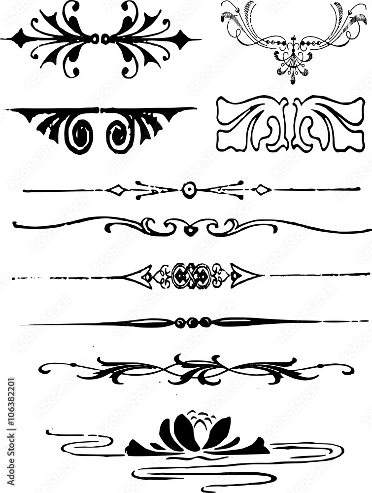 Vector of separators and dividers for menu or other graphical works ...