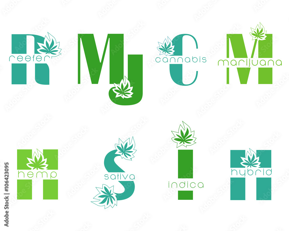 Vector de Stock Cannabis logo, reefer logo, indica logo, sativa logo ...