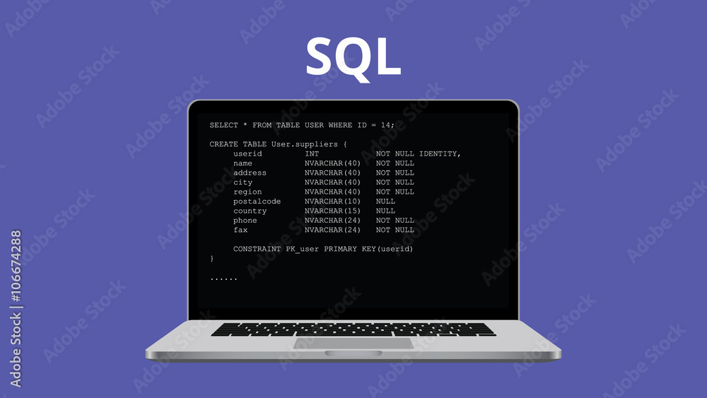sql syntax programming illustration with laptop and code program Stock ... sql syntax programming illustration with laptop and code program Stock ...