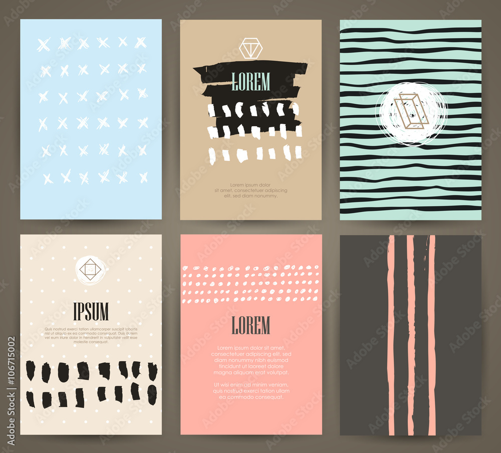 Set of brochures with hand drawn design elements. Vector templates ...