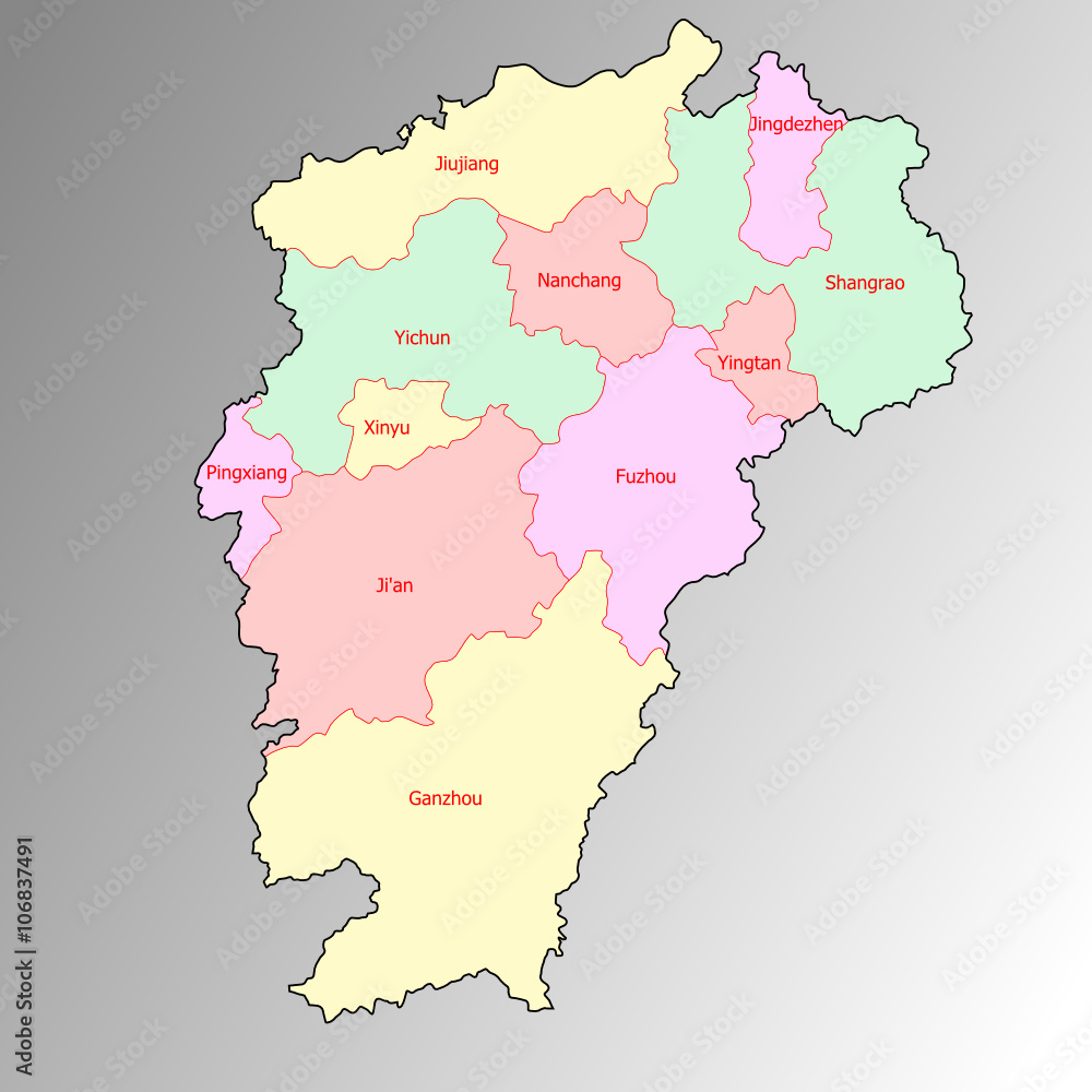 Vector de Stock Map of Jiangxi Province, China | Adobe Stock
