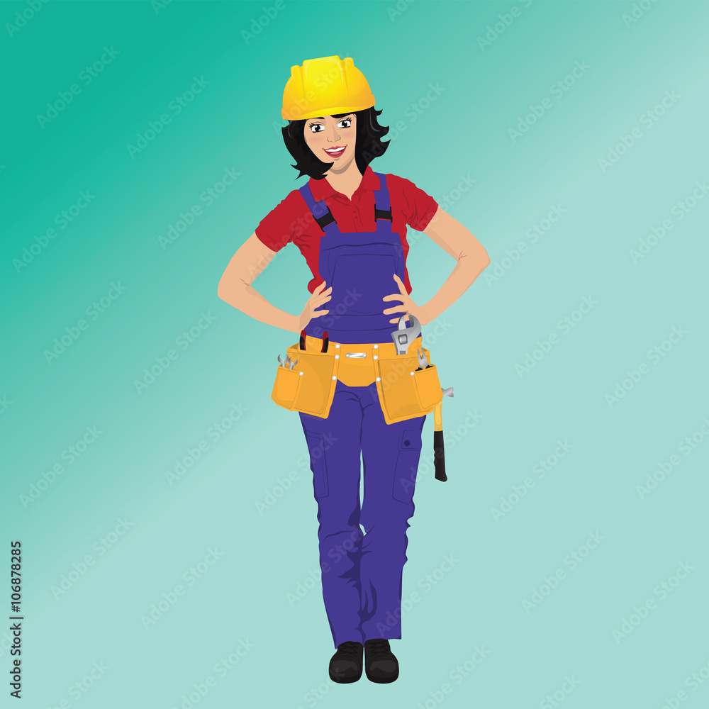 Vector illustration of female worker Stock Vector | Adobe Stock