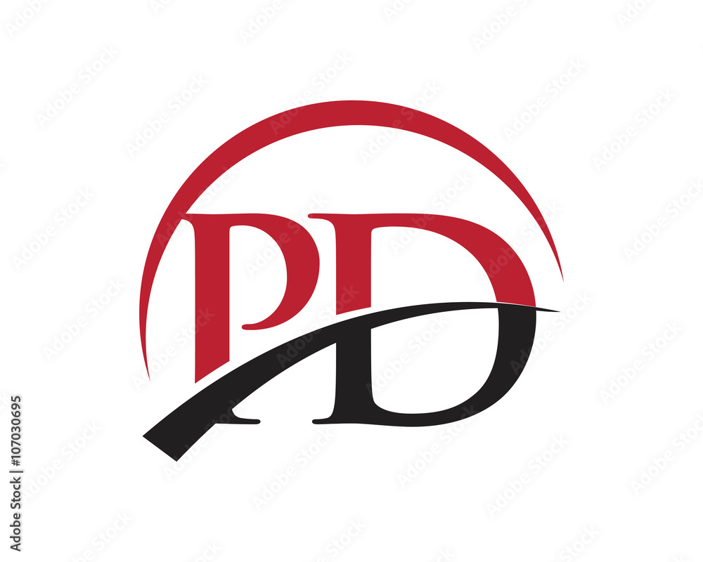 PD red letter logo swoosh Stock Vector | Adobe Stock