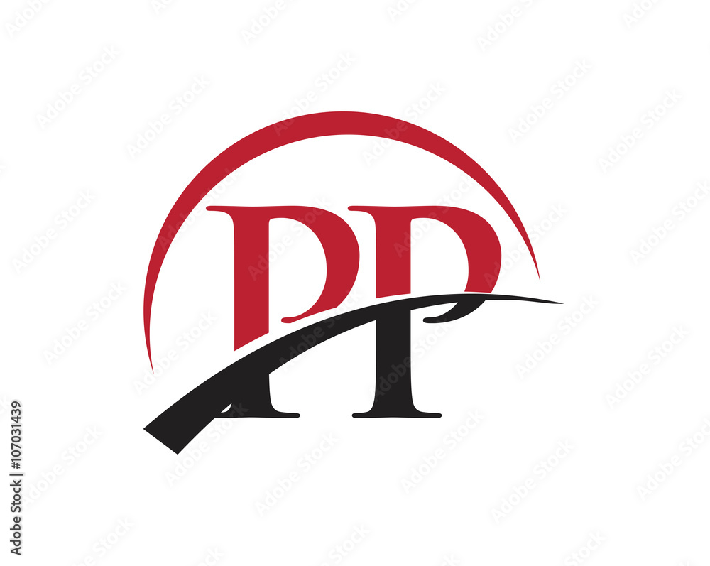 PP red letter logo swoosh Stock Vector | Adobe Stock