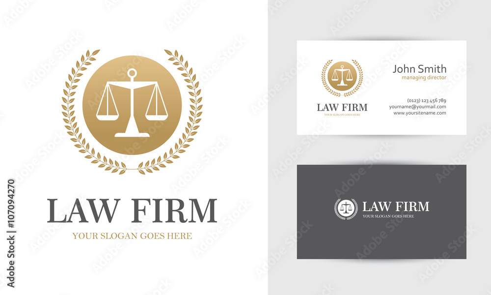 Golden law logo with scales Stock Vector | Adobe Stock