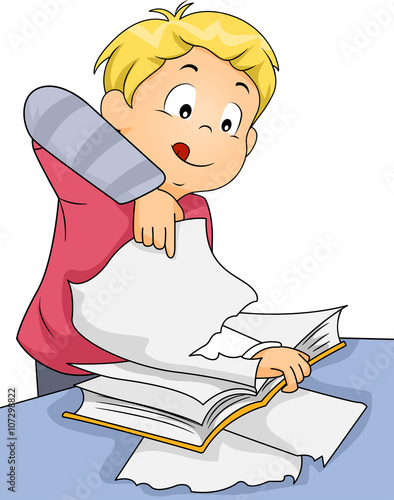 Kid Boy Book Tearing Stock Vector | Adobe Stock