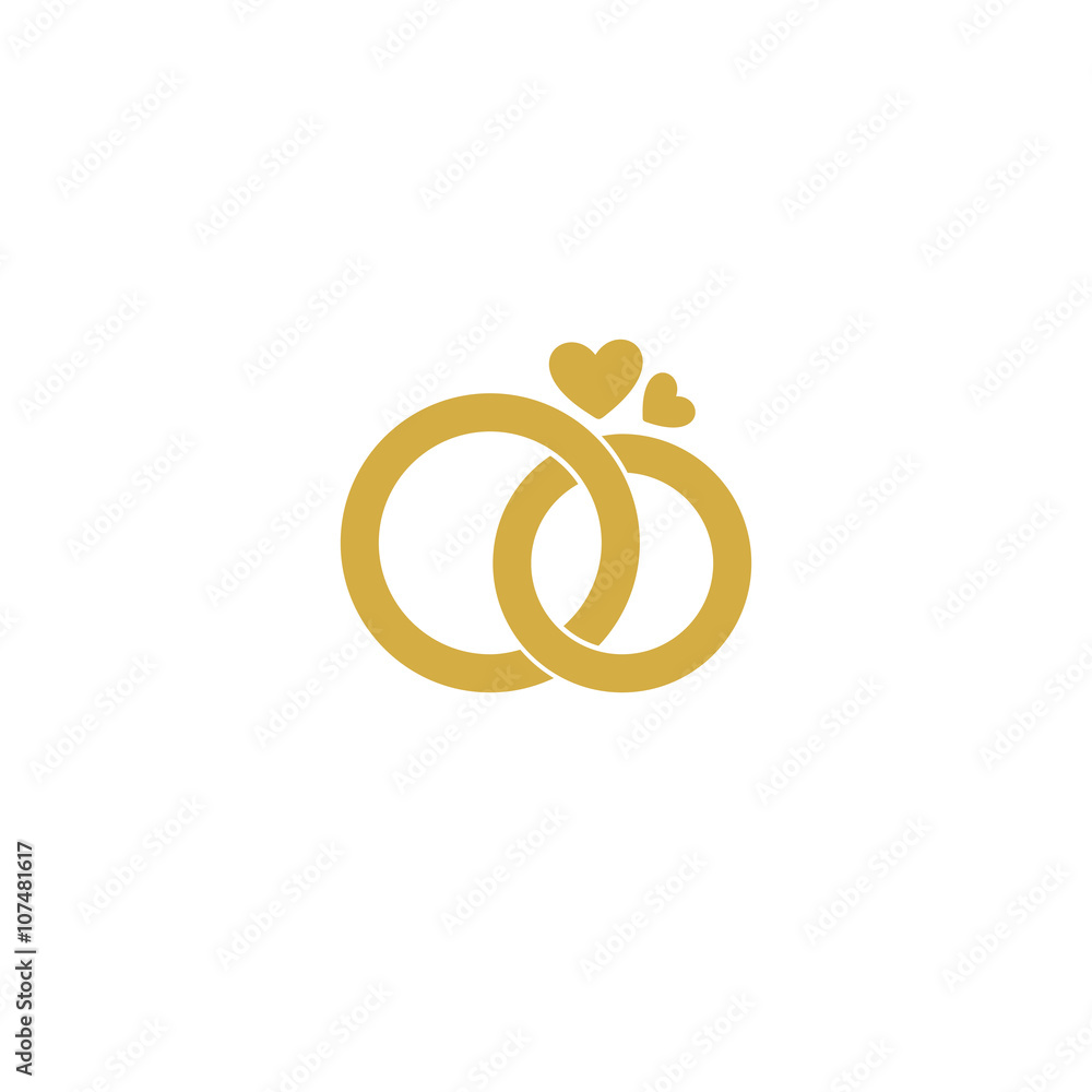Wedding logo.Gold wedding rings.Stylized engagement rings.Vector logo ...