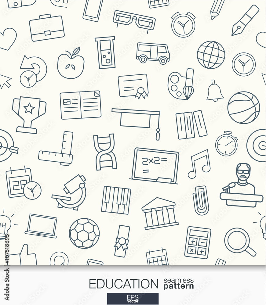 Education wallpaper. Black and white school and university seamless ...