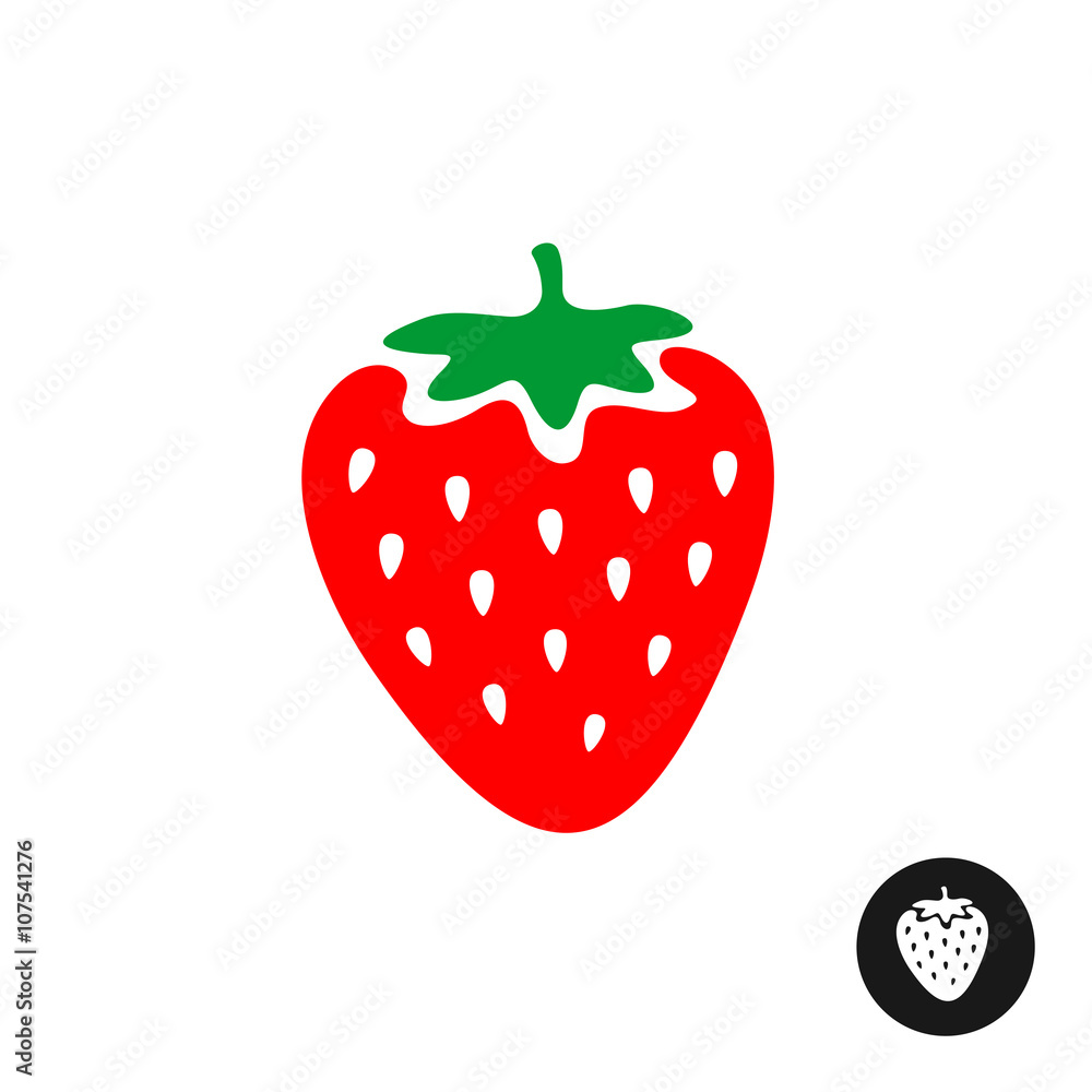 Strawberry vector cartoon illustration. Color symbol with white Stock ...