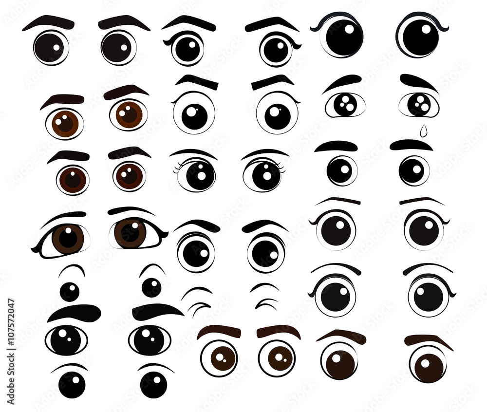 Cartoon eyes collection Vector Set Stock Vector | Adobe Stock