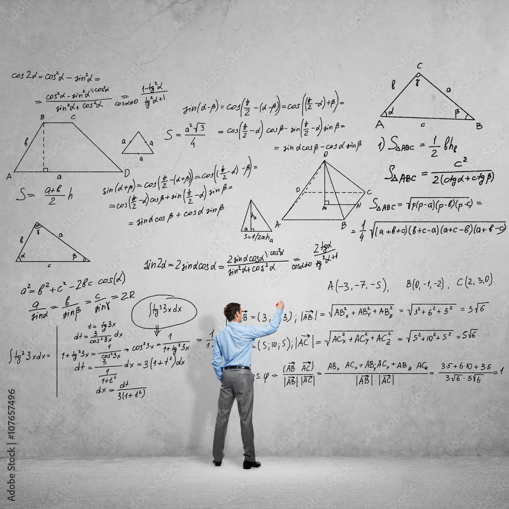 Man draw science formulas Stock Photo | Adobe Stock
