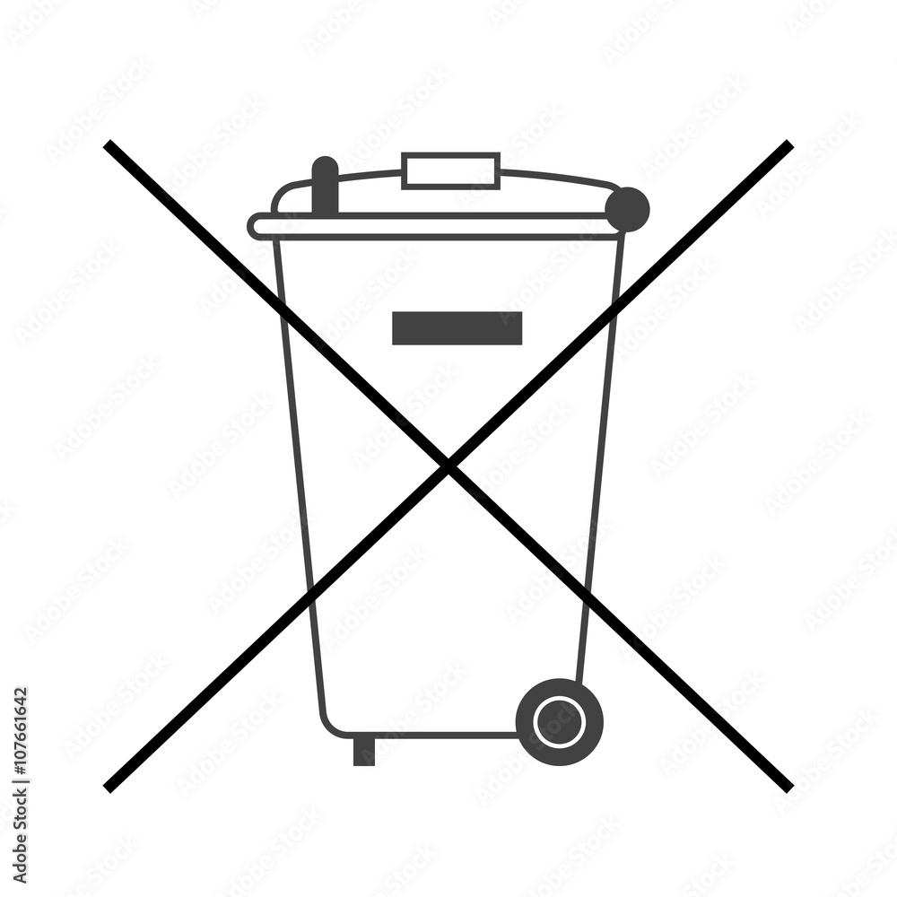 No trash bin icon. Crossed litter. Container recycle. Symbol of garbage ...
