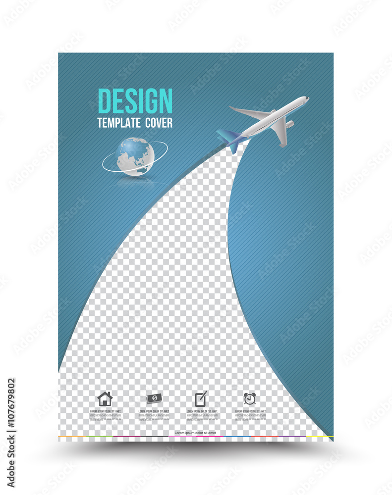 Cover page layout template with paper airplane. Vector illustration ...