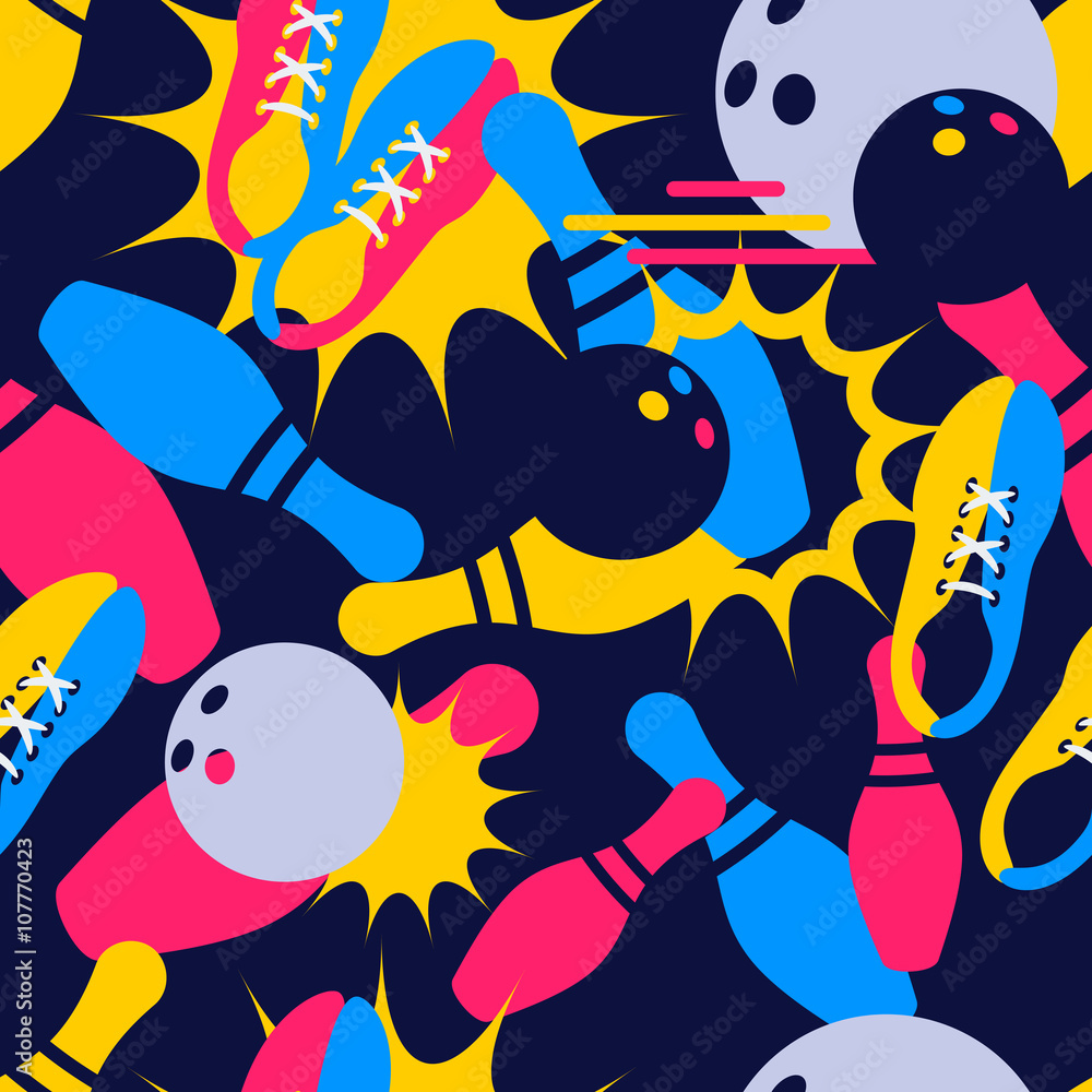 Vector bowling seamless pattern. Abstract bowling illustration. Bowling ...