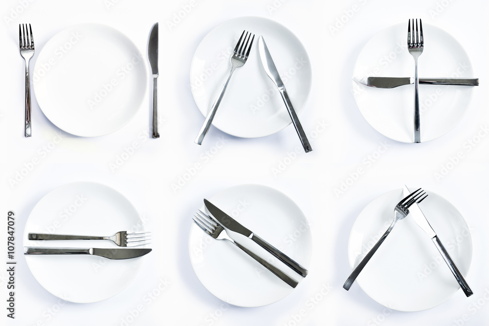 Dining etiquette, forks and knifes signals Stock Photo | Adobe Stock