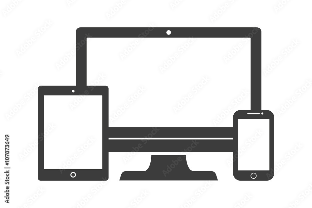 Device Icons: isolated smart phone, tablet and desktop computer ...