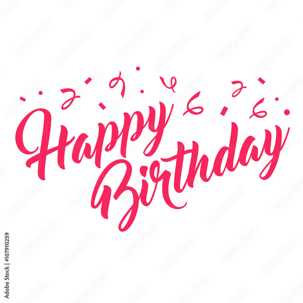 Pink birthday hand lettering calligraphy Stock Vector | Adobe Stock