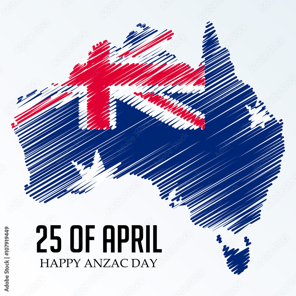 Vector illustration of a Map for Happy Anzac Day. Stock Illustration ...