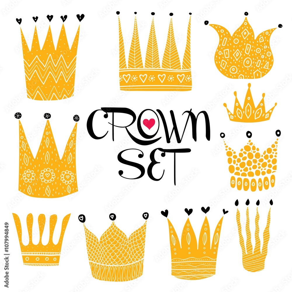 Gold crown. Amazing vector set. Stock Vector | Adobe Stock