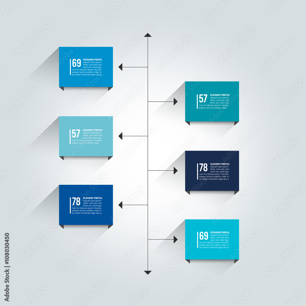 Timeline report template. Color shadow scheme, diagram. Vertical design ...
