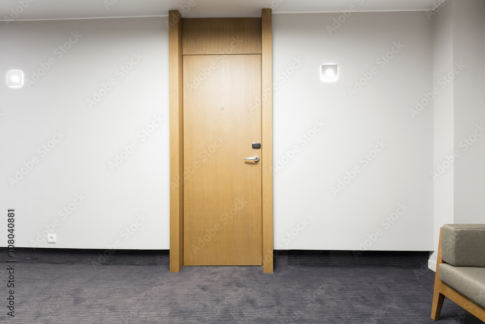 Corridor interior with wooden doors Stock Photo | Adobe Stock