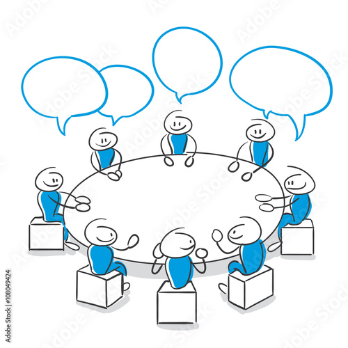 Stick Figure Series Blue / Meeting Stock Vector | Adobe Stock