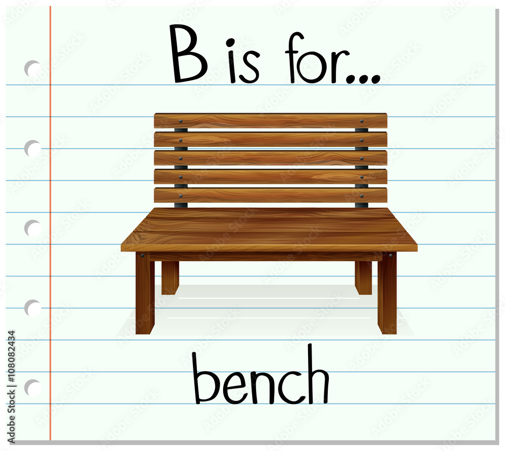 Flashcard letter B is for bench Stock Vector | Adobe Stock