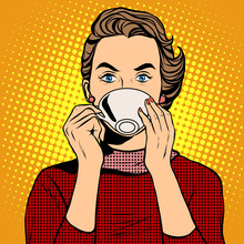 Retro Coffee Drinking Woman Free Stock Photo - Public Domain Pictures