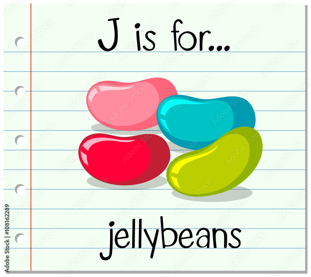 Flashcard letter J is for jellybeans Stock Vector | Adobe Stock