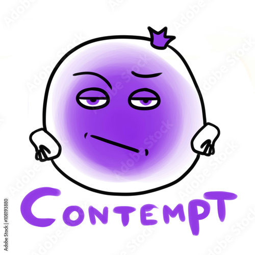 Illustration of one of the basic human emotions - contempt. Purple ...