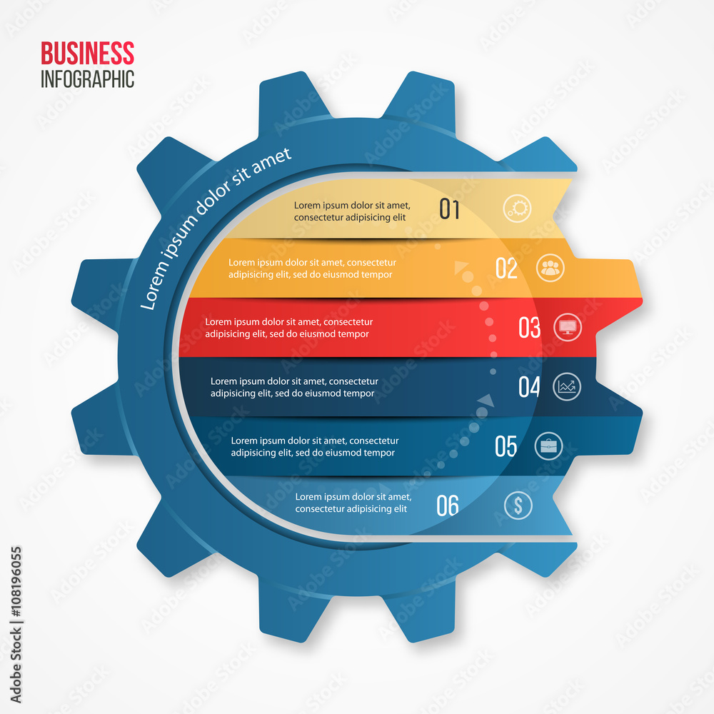 Vector business and industry gear style infographic template for graphs ...